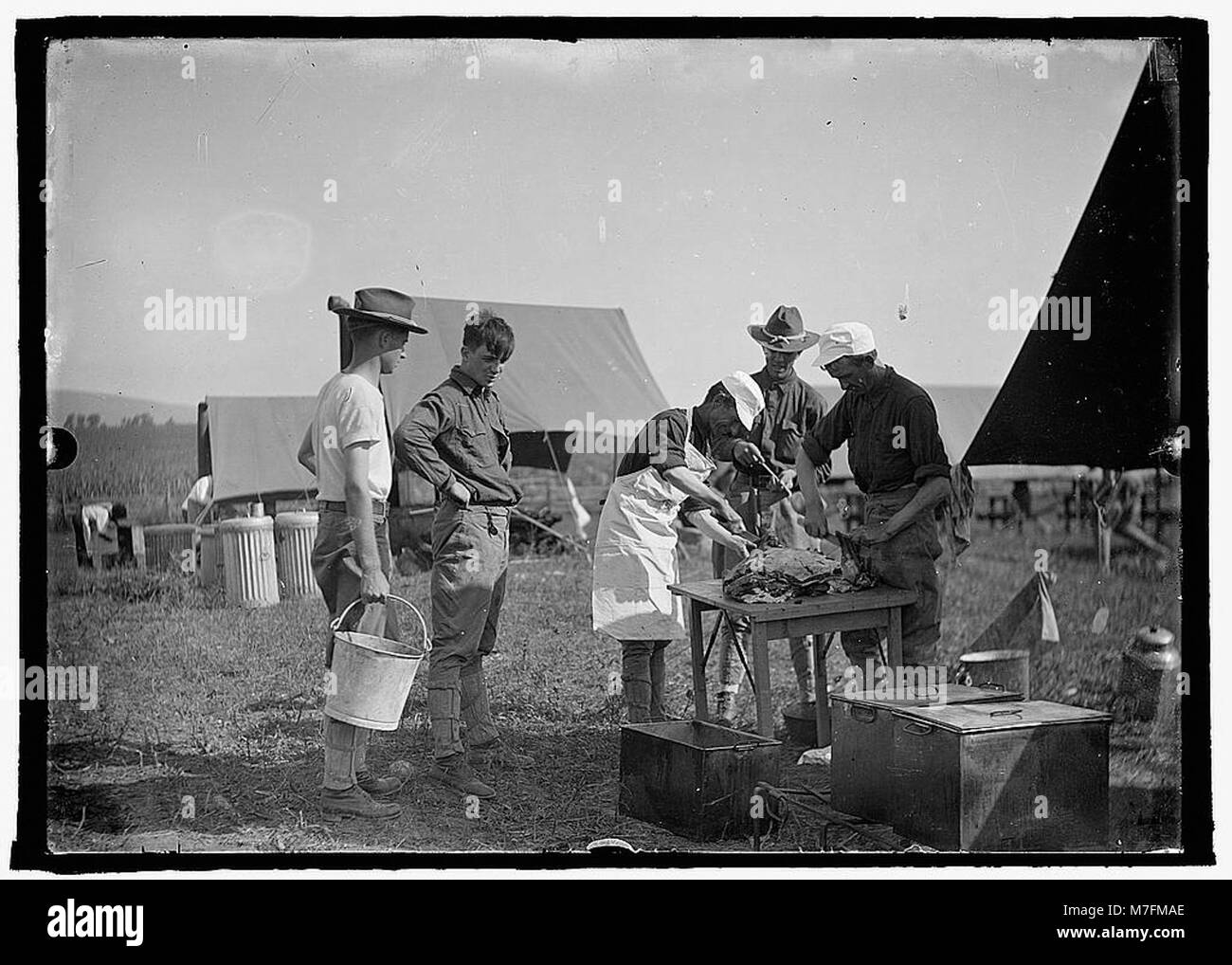 A U.S. Army camp kitchen from the late 19th or early 20th century ...
