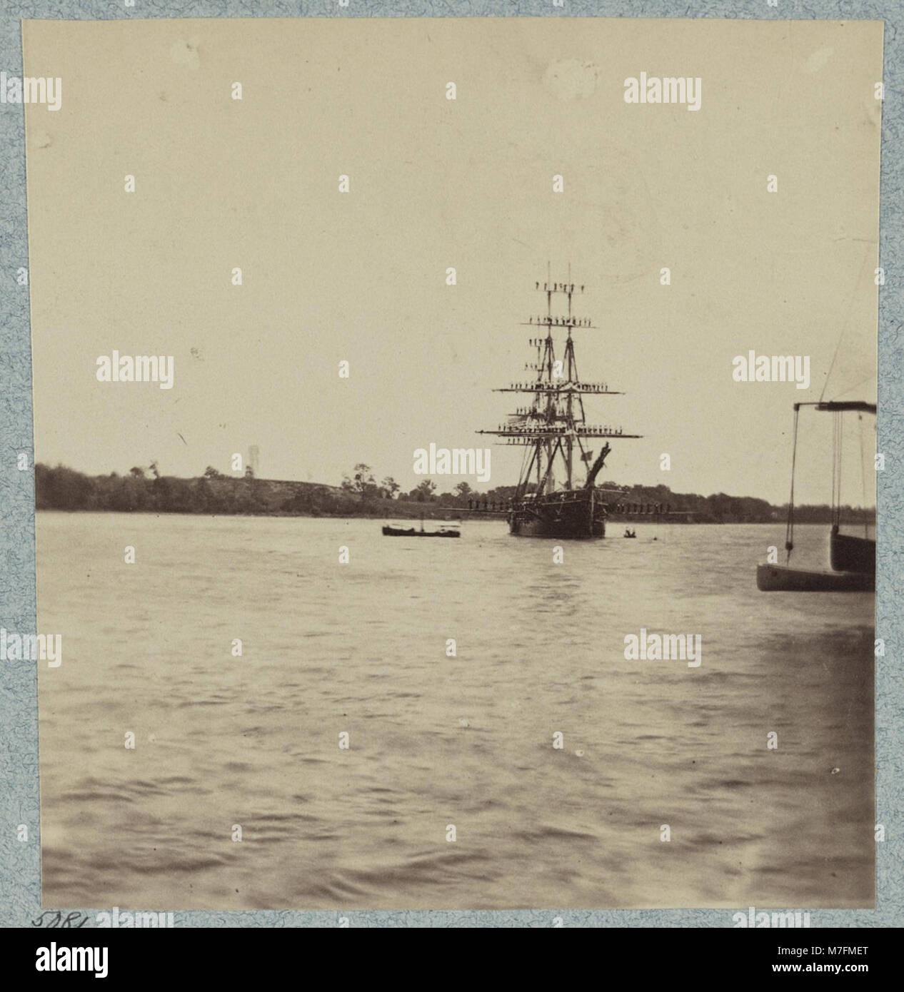 A historical photograph of the U.S. frigate Macedonian, a notable naval ...