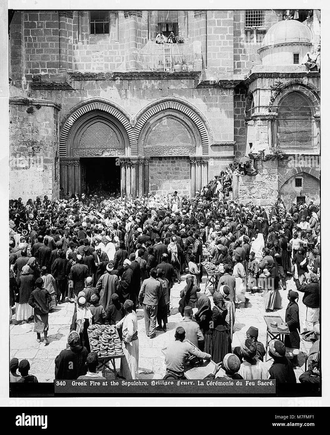 A photo showing the Holy Fire ceremony at the Church of the Holy ...