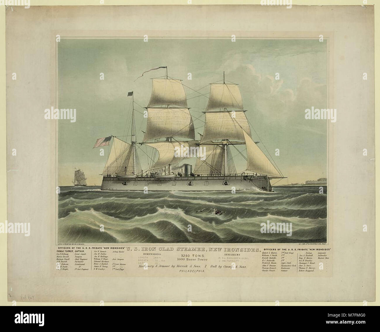 A photograph of the U.S. ironclad steamer, New Ironsides, showcasing ...