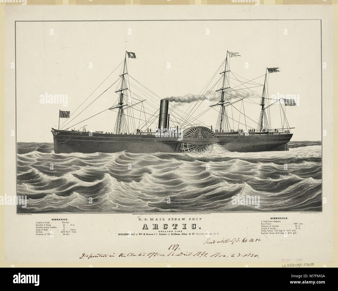 Illustration of the U.S. mail steamship Arctic, built by Collins Line ...