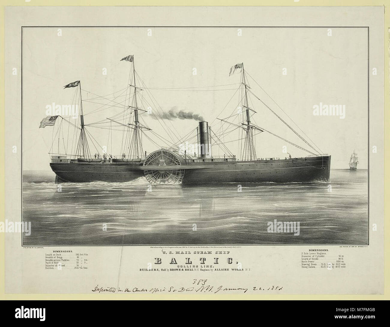 This photograph depicts the U.S. mail steamship Baltic, built by the ...