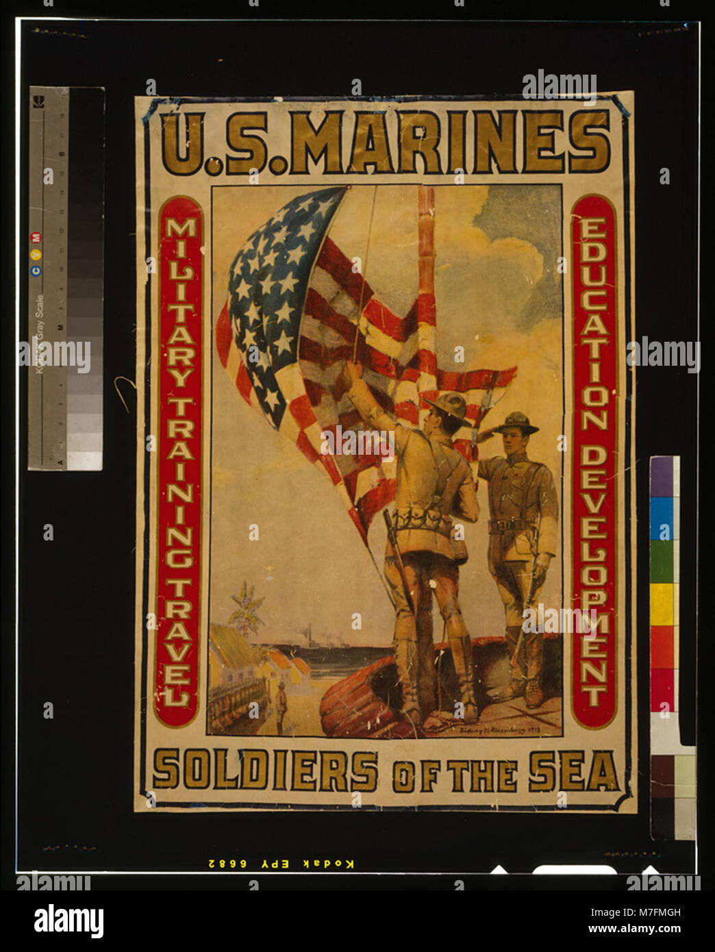 This 1913 photograph captures U.S. Marines engaged in military training ...