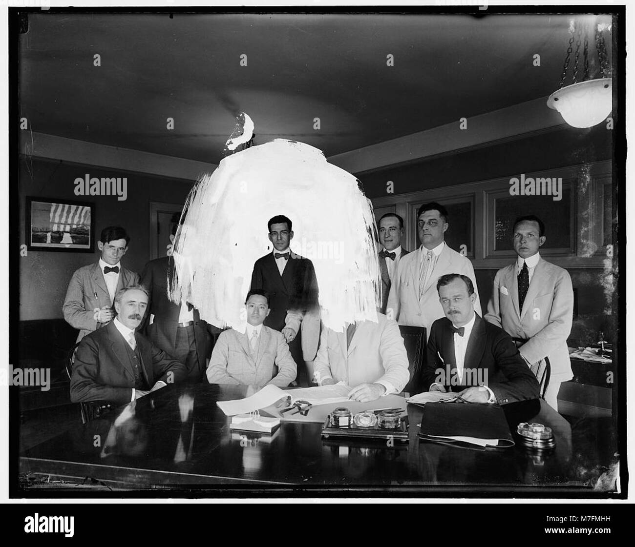 This image shows a historical moment when the U.S. Shipping Board ...