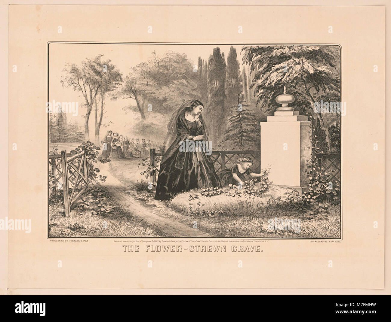 A photograph of a grave adorned with flowers, symbolizing remembrance ...
