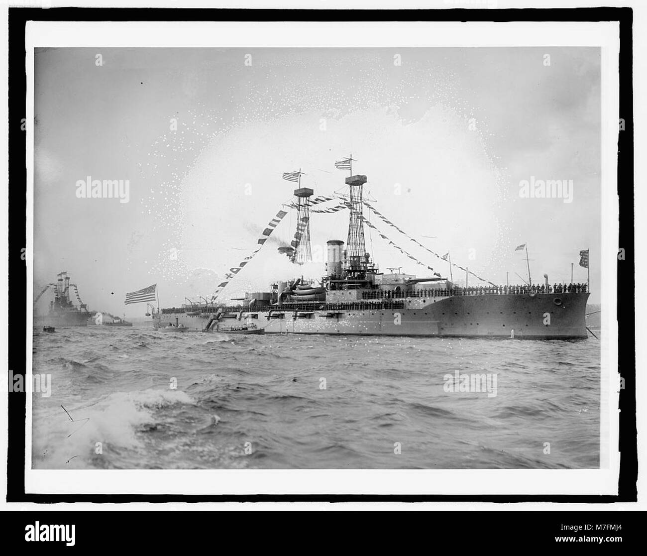 A photograph of the U.S. Ship North Dakota, an important battleship in ...