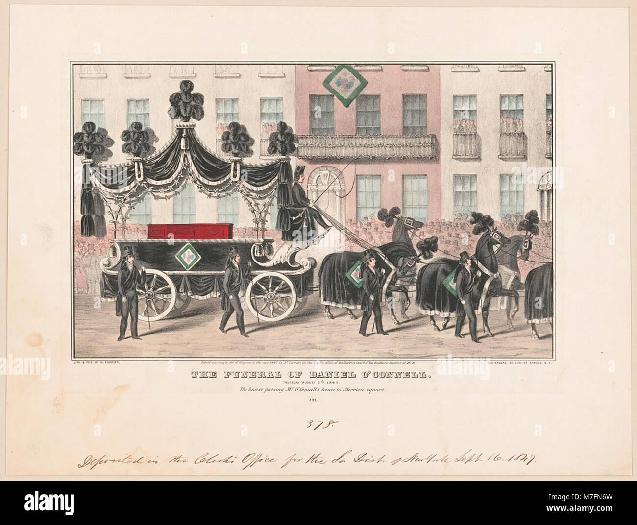 A historical photograph of the funeral of Daniel O'Connell, a prominent ...