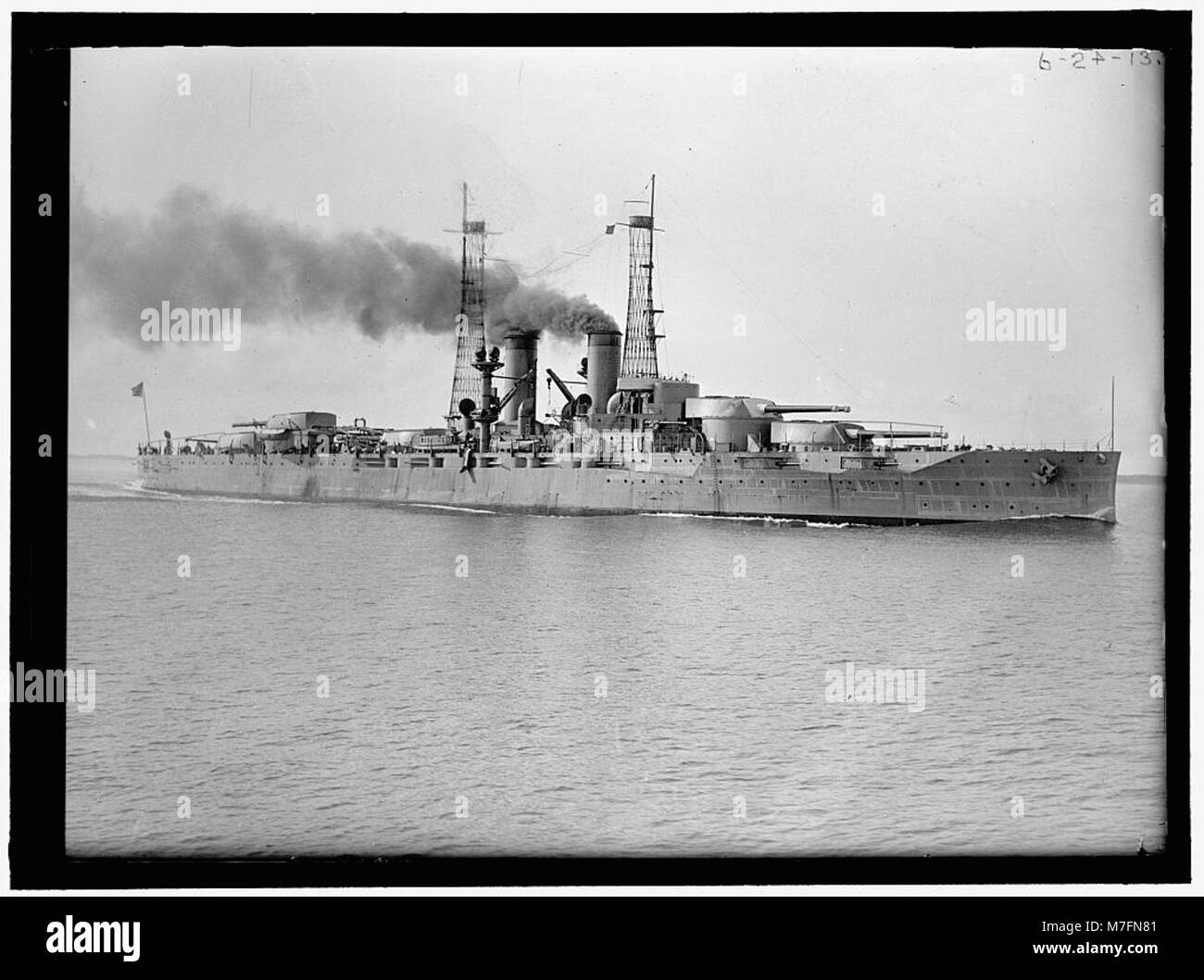 A photograph of an unidentified ship, captured at sea. The image ...