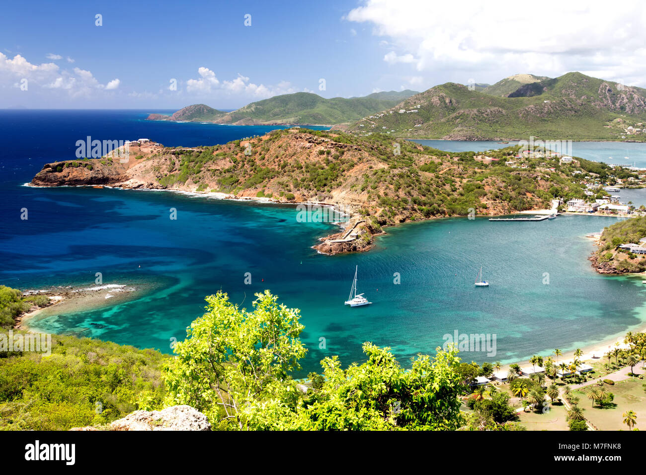 Antigua, a panoramic view of English Harbor from Shirley Heights Stock ...