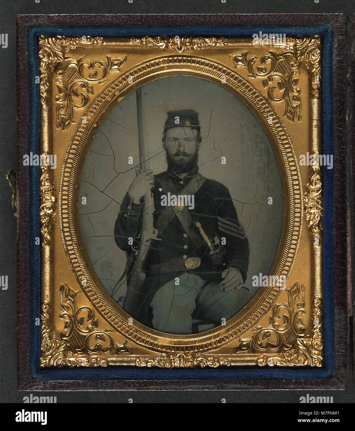 This image shows an unidentified Union soldier in a sergeant's uniform ...