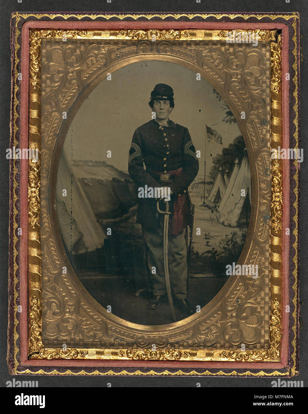 Unidentified soldier in Union sergeant-major's uniform with sash ...