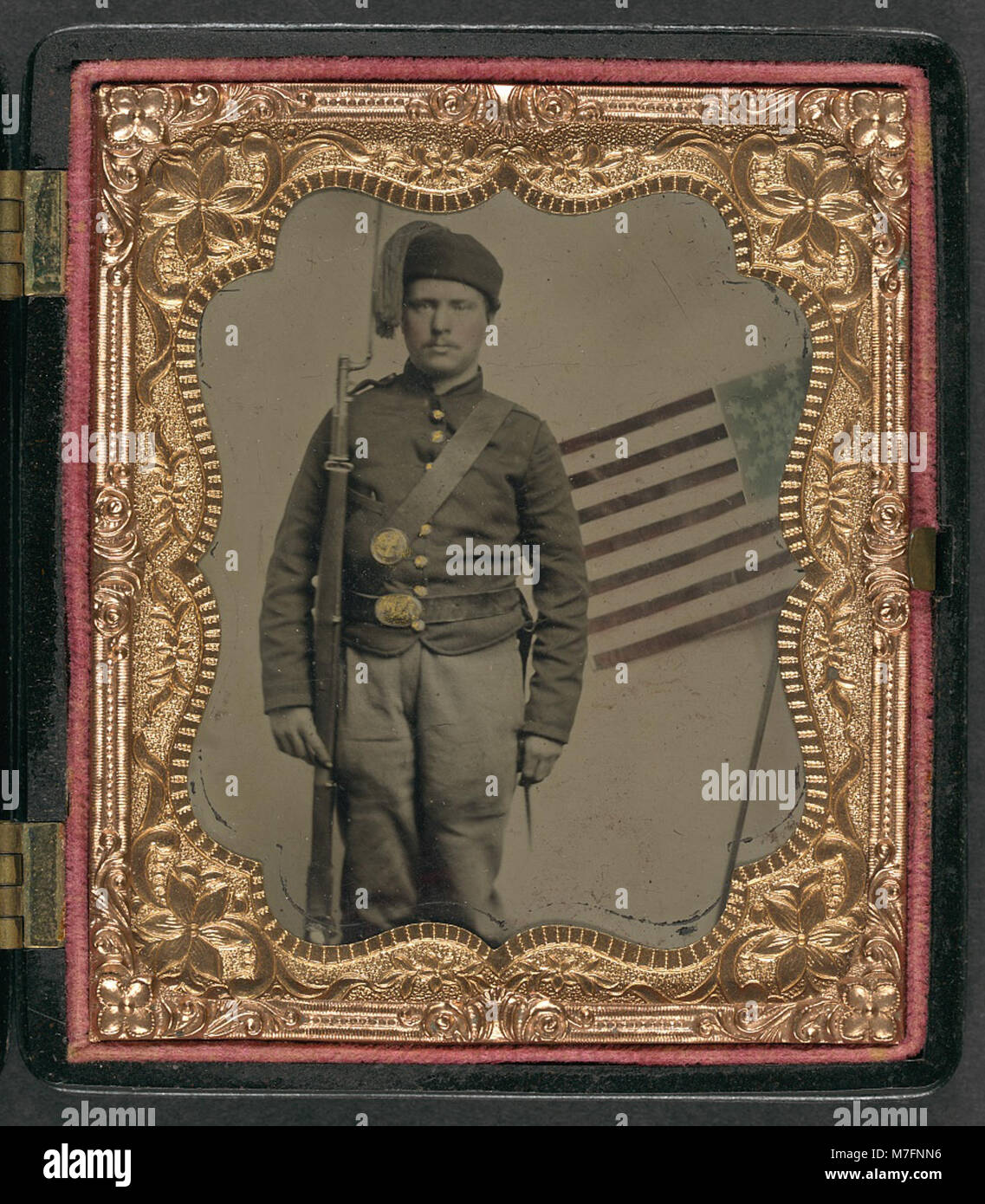 A historical photograph of an unidentified soldier in Union uniform ...
