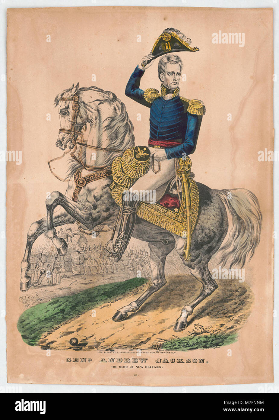 A portrait of General Andrew Jackson, celebrated as the hero of the ...