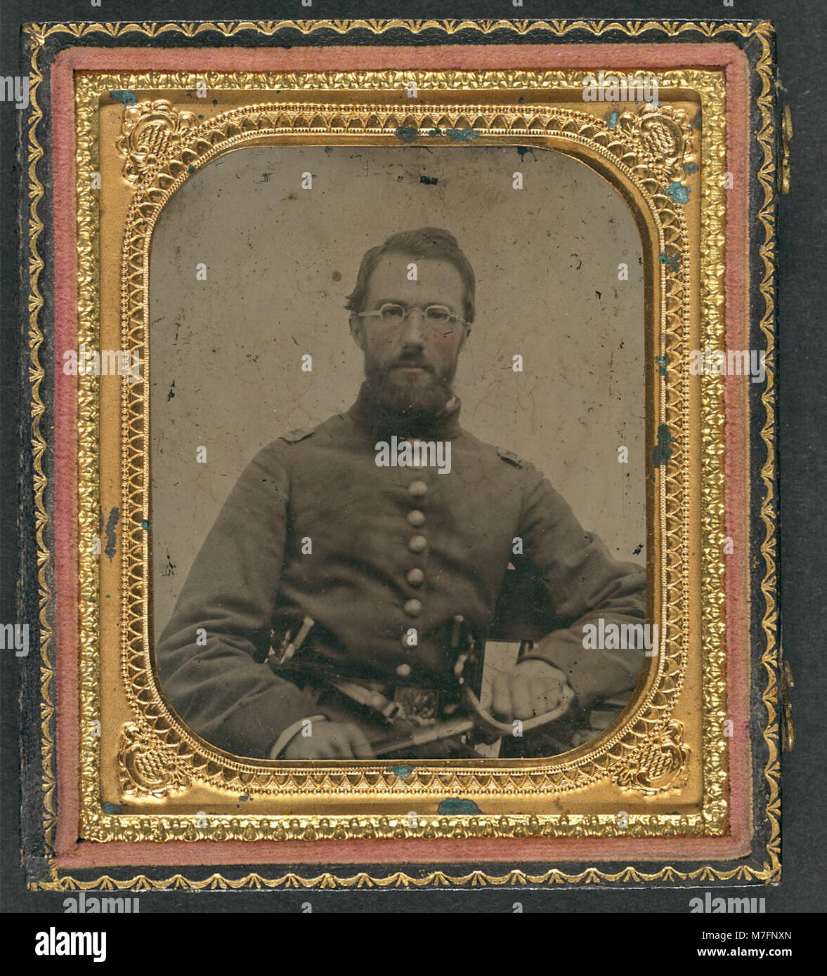 A photograph of an unidentified Union soldier, wearing a typical Civil ...