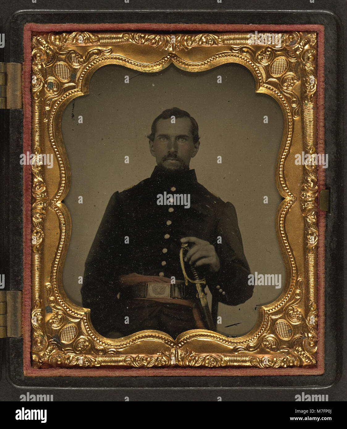 A historical image of an unidentified Union soldier wearing a non ...