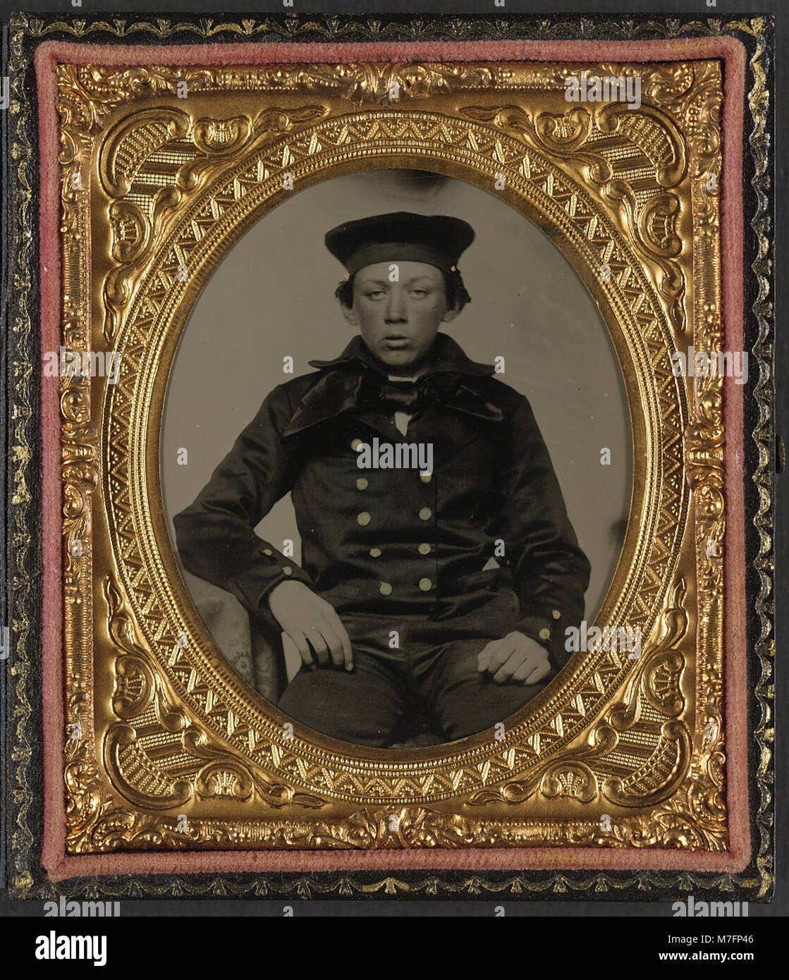 A portrait of a young sailor wearing a Union uniform, likely from the ...