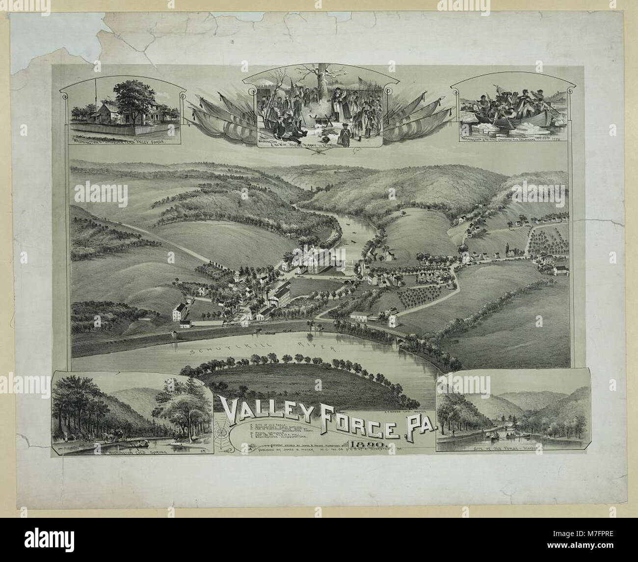 A historical image of Valley Forge, Pennsylvania, site of the ...