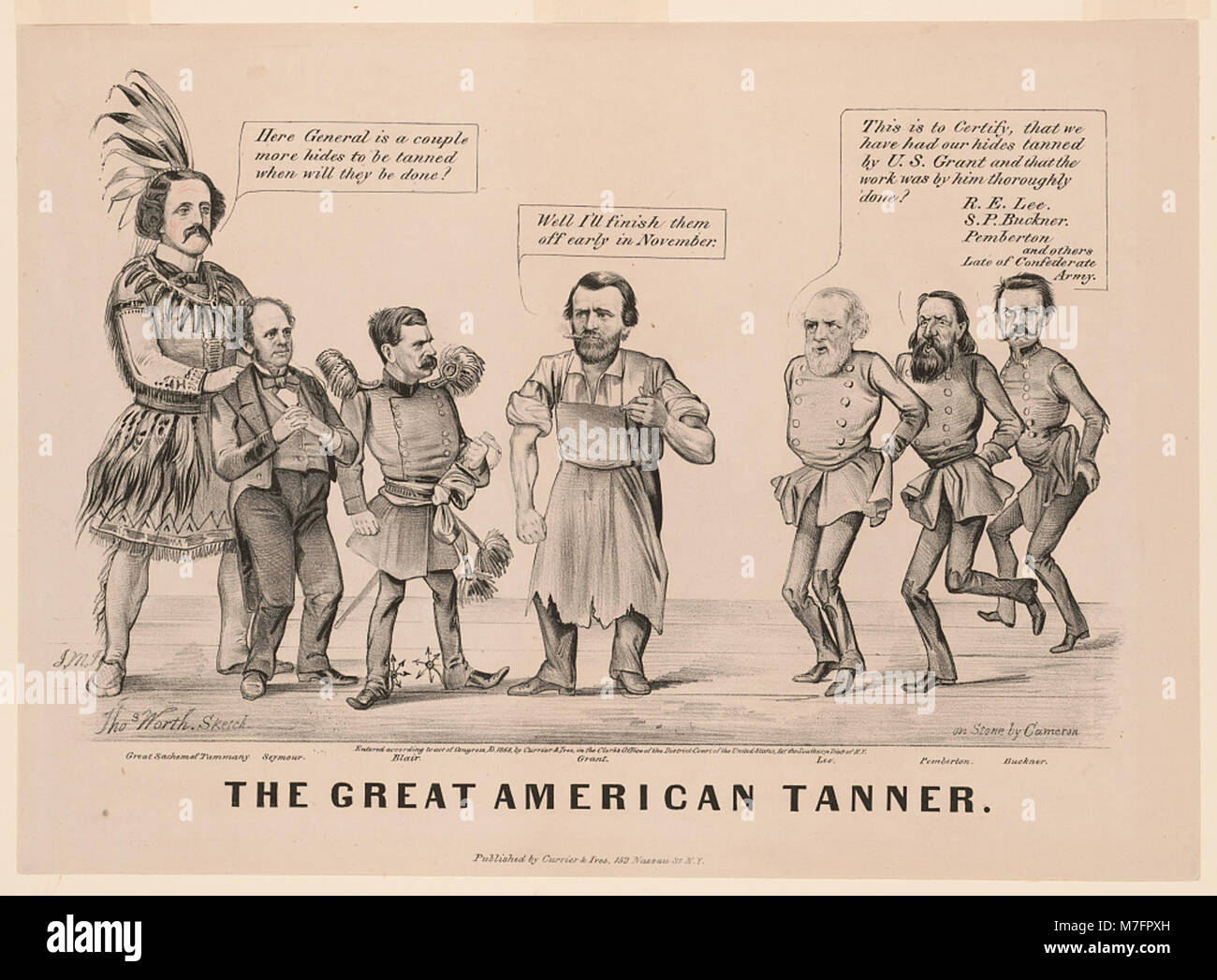 A historical sketch titled 'The Great American Tanner,' by Thos. Worth ...