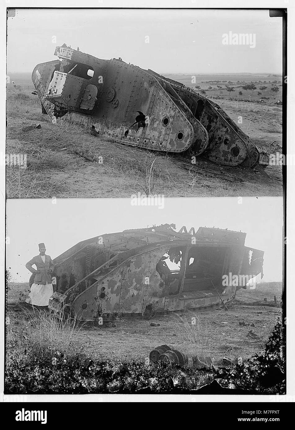 The photograph captures a disabled tank in Gaza, showcasing the ...