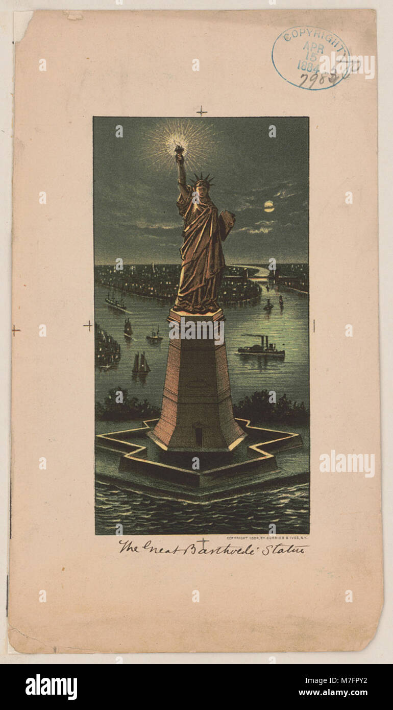 The great Bartholdi statue, likely referring to the Statue of Liberty ...