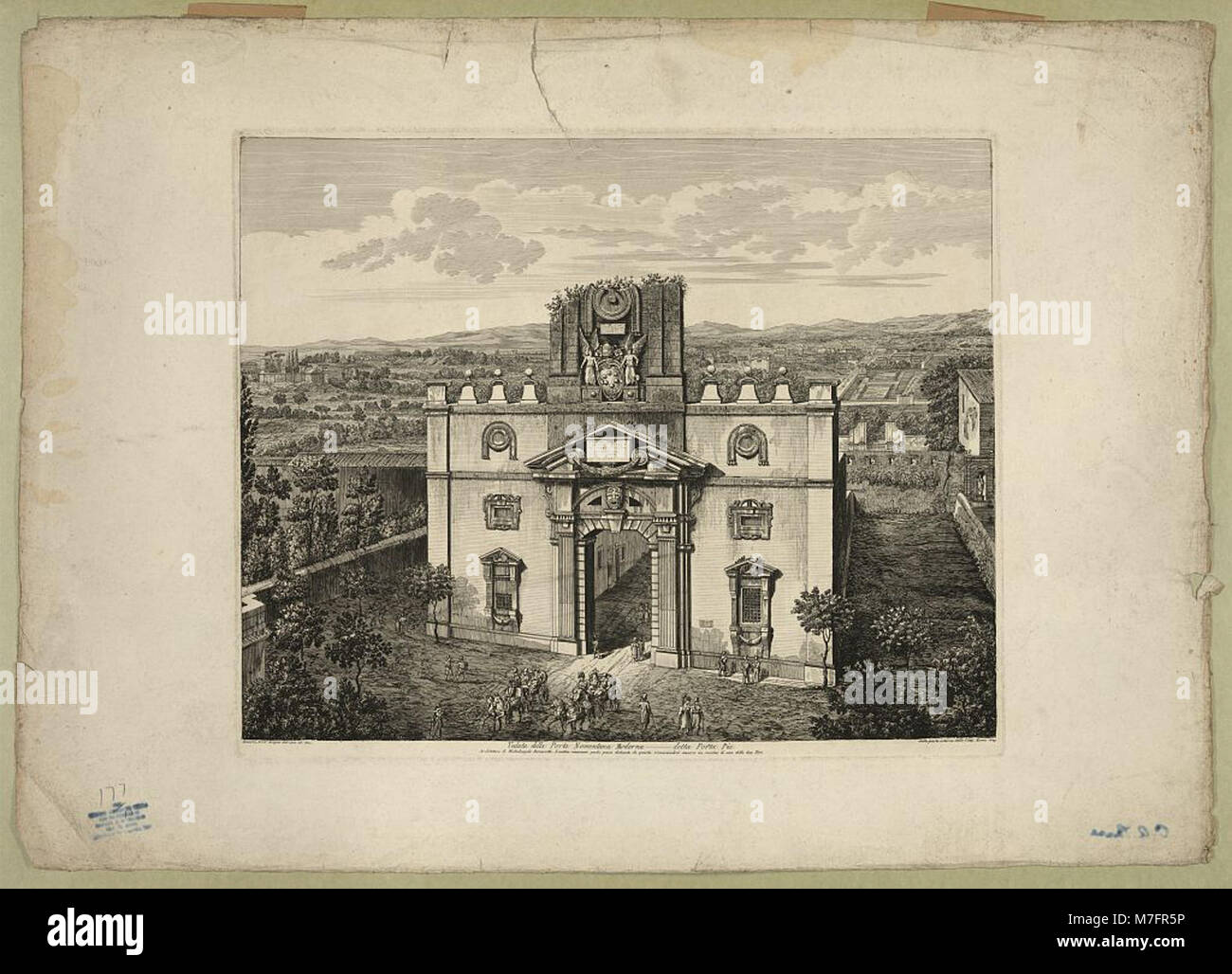 A view of the modern Porta Pia, an important city gate in Rome. The ...