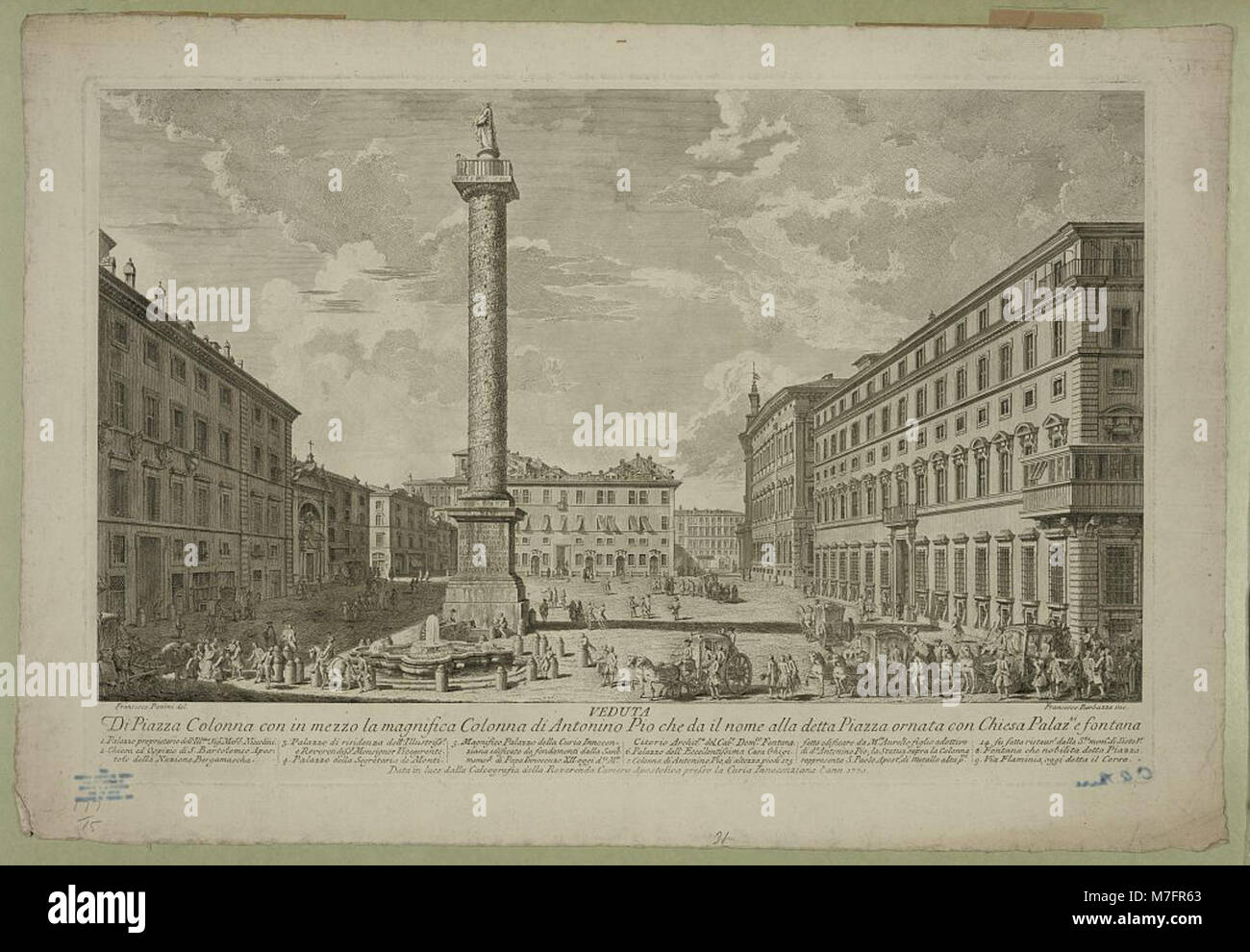 A view of Piazza Colonna in Rome, Italy, featuring the magnificent ...