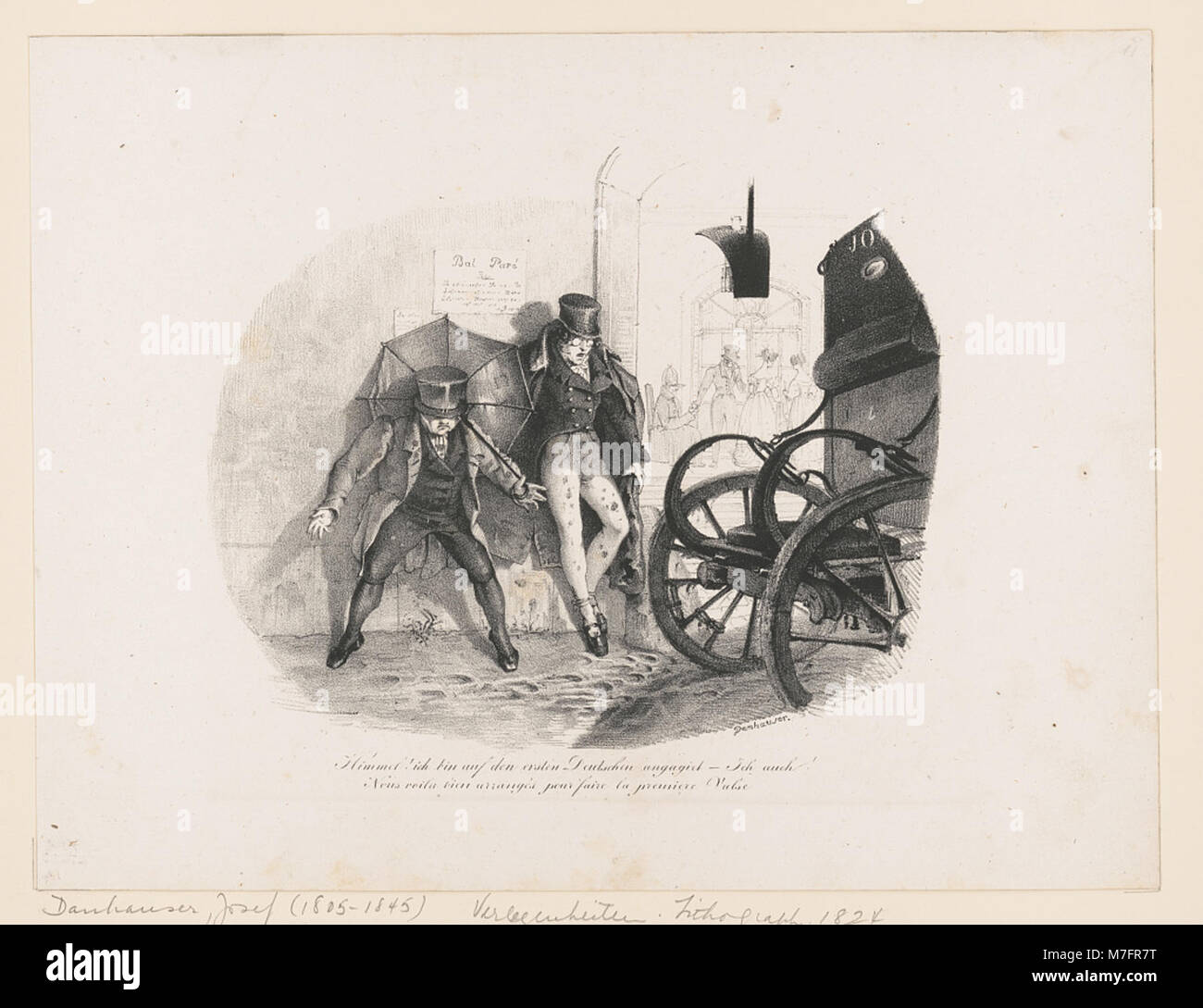 The image depicts a humorous scene from a German-language work where ...