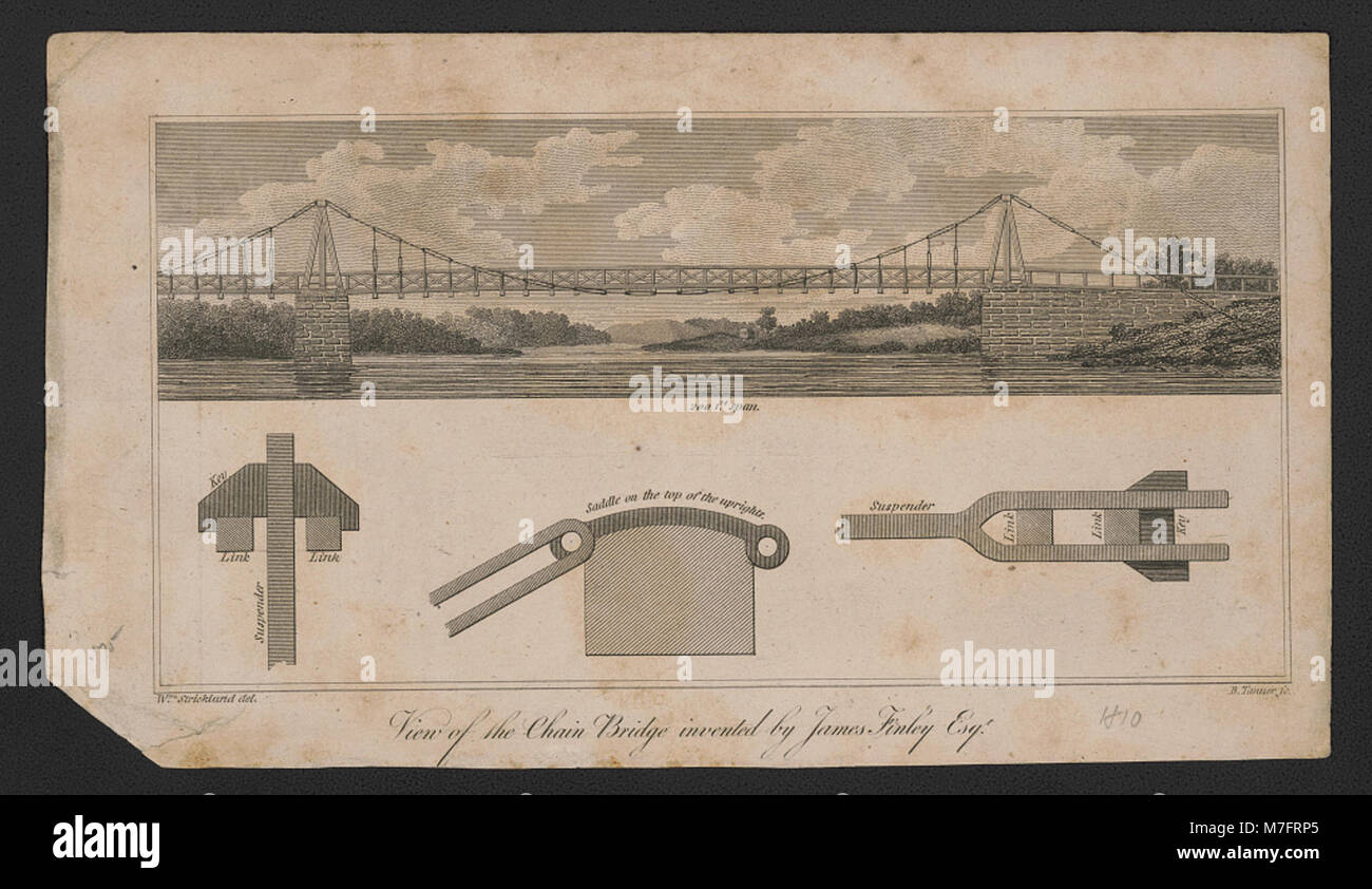 This illustration shows the Chain Bridge, designed by James Finley ...