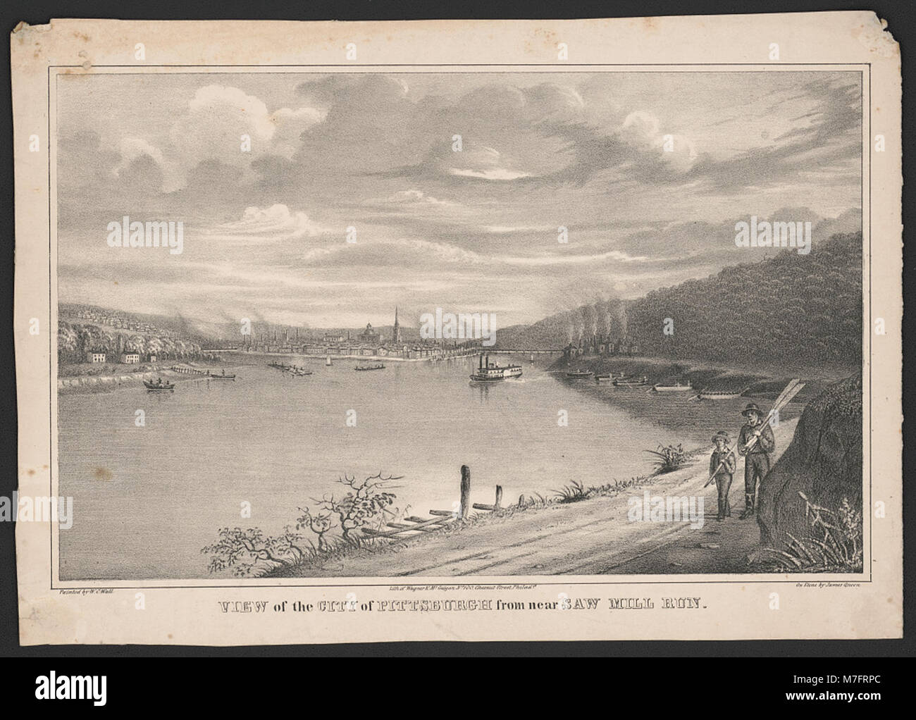 A lithograph depicting a view of Pittsburgh from near Saw Mill Run ...