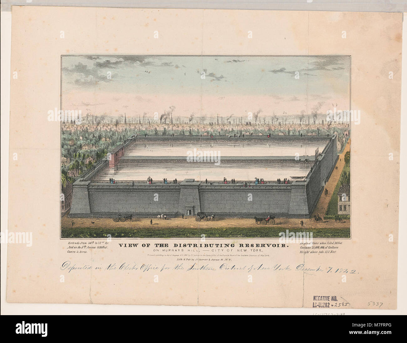 This image shows the distributing reservoir on Murray’s Hill in New ...
