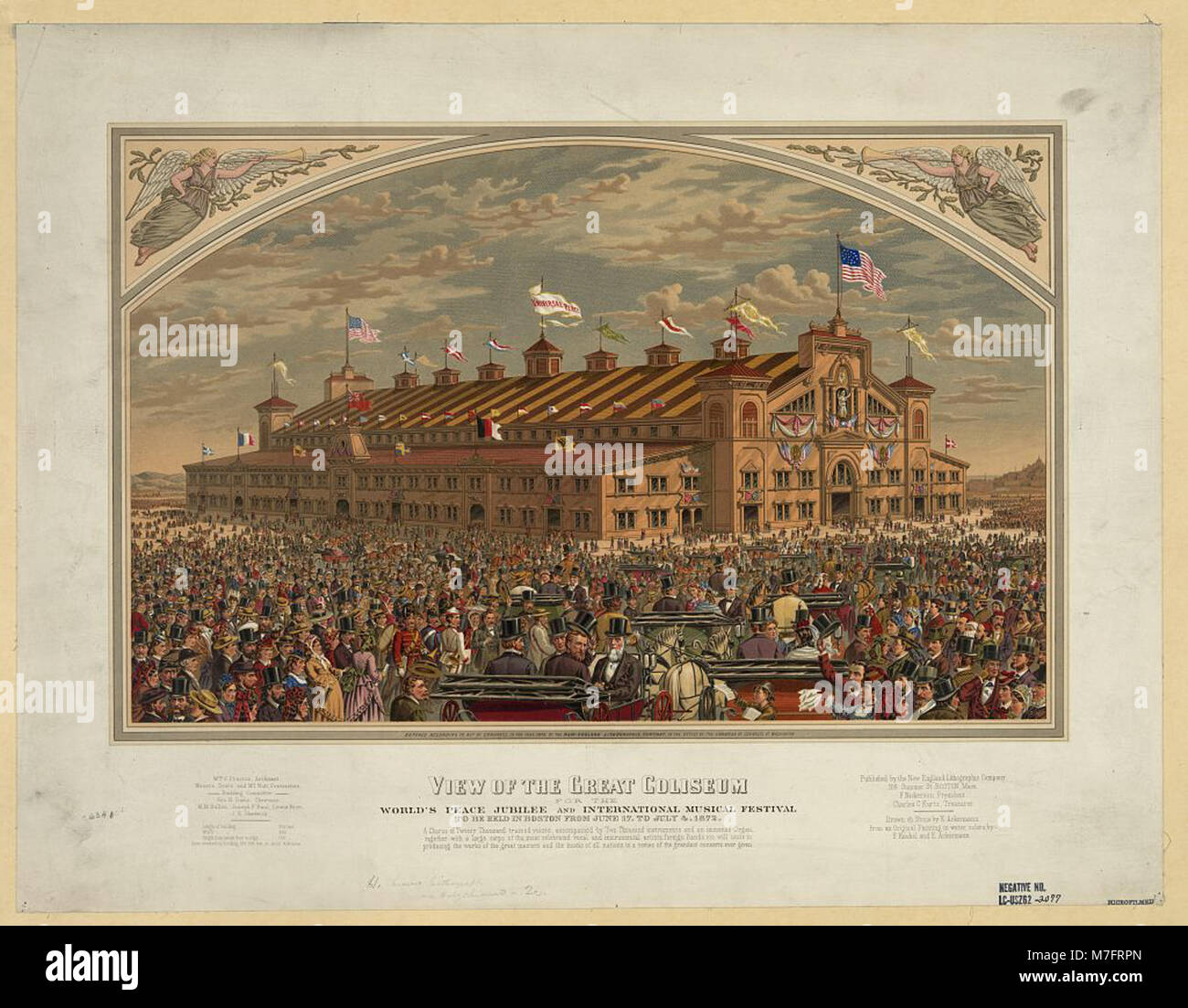 A photograph showcasing the grand Coliseum built for the World's Peace ...