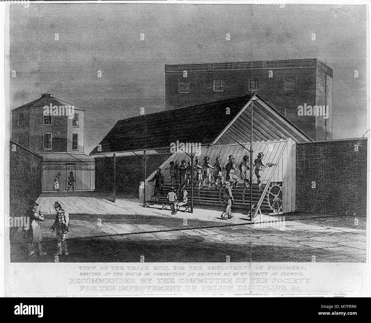 A historical photograph showing the treadmill used for the employment ...