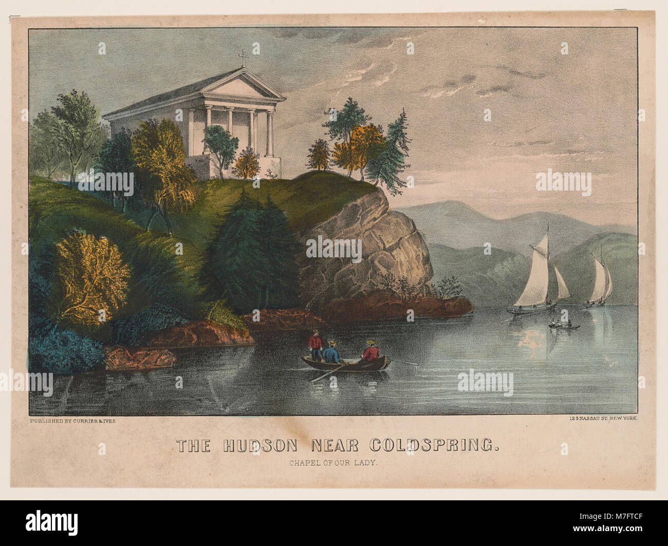 This image shows the Hudson River near Cold Spring, with the Chapel of ...