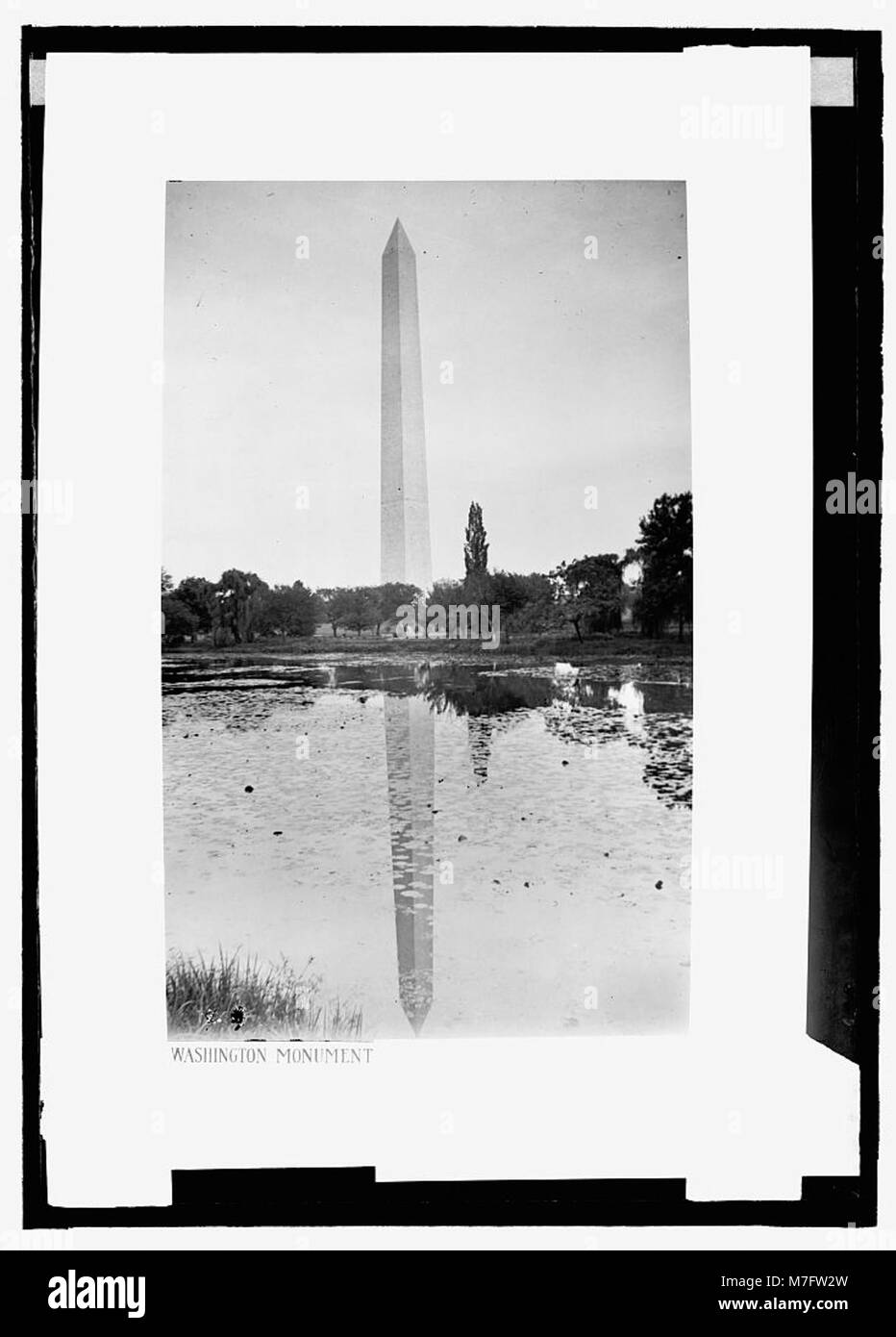 A historical photograph of the Washington Monument, a prominent ...