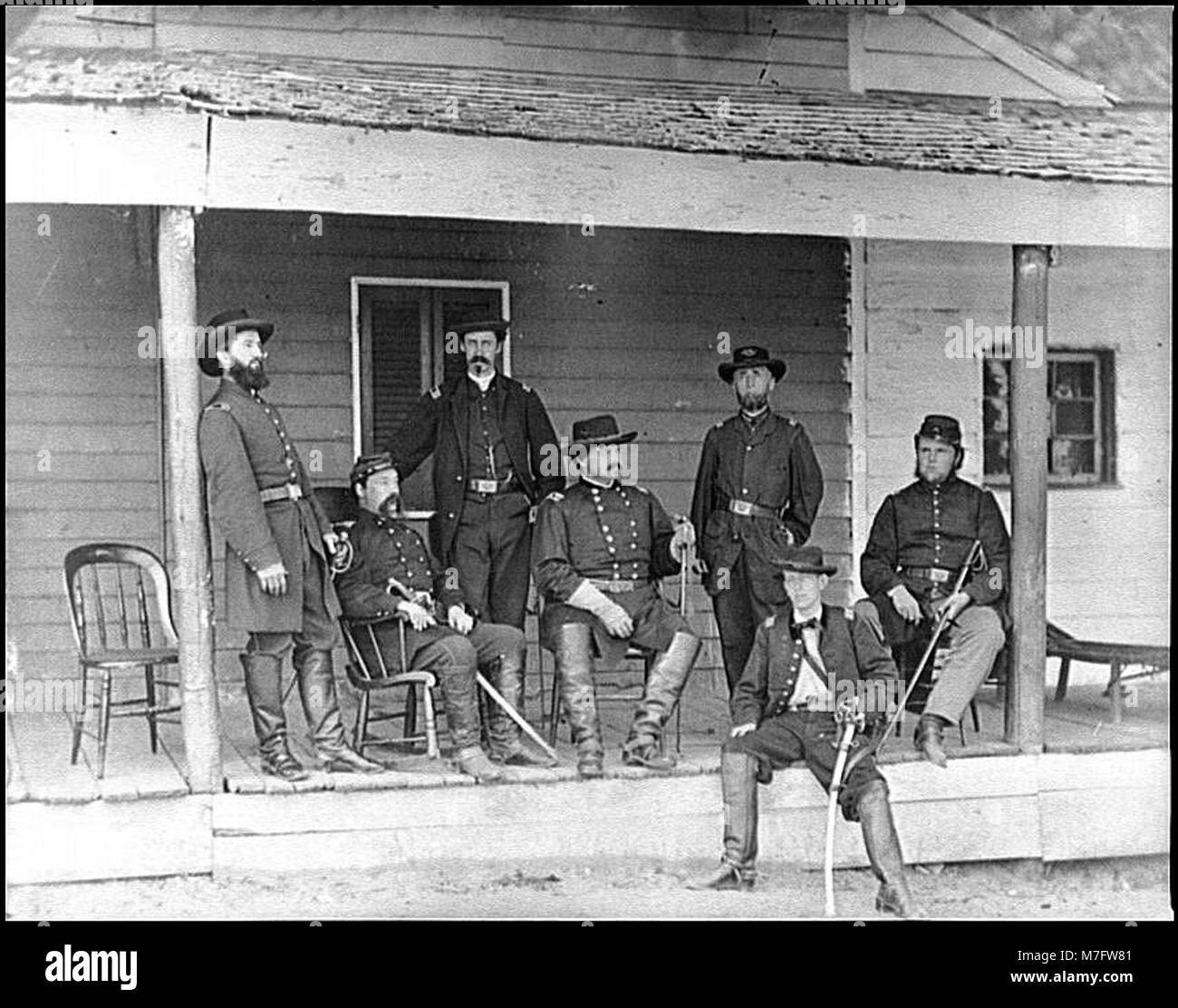 A photograph of Major General Alexander M. McCook with his staff, taken ...