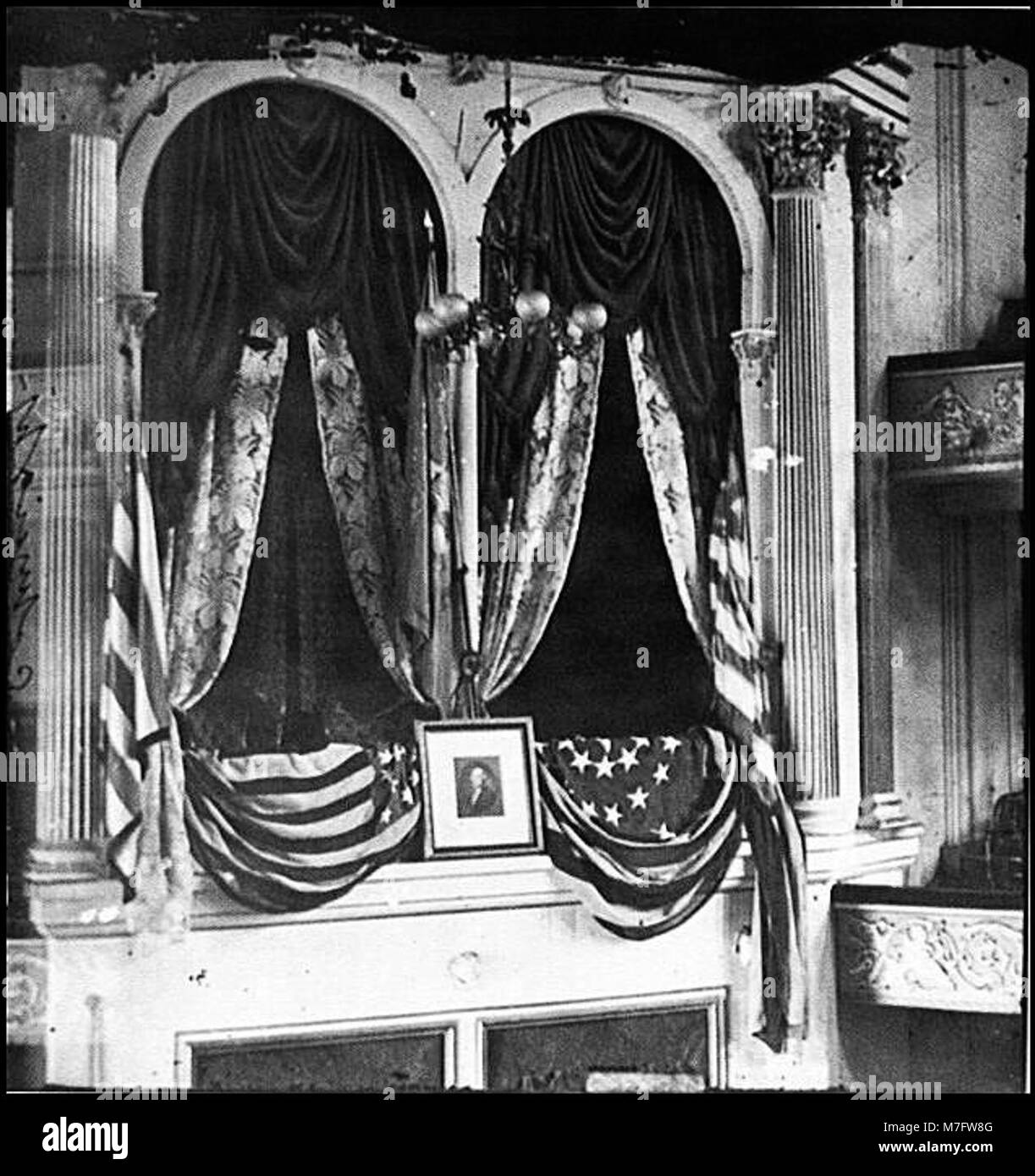 The image shows President Abraham Lincoln's box at Ford's Theatre in ...