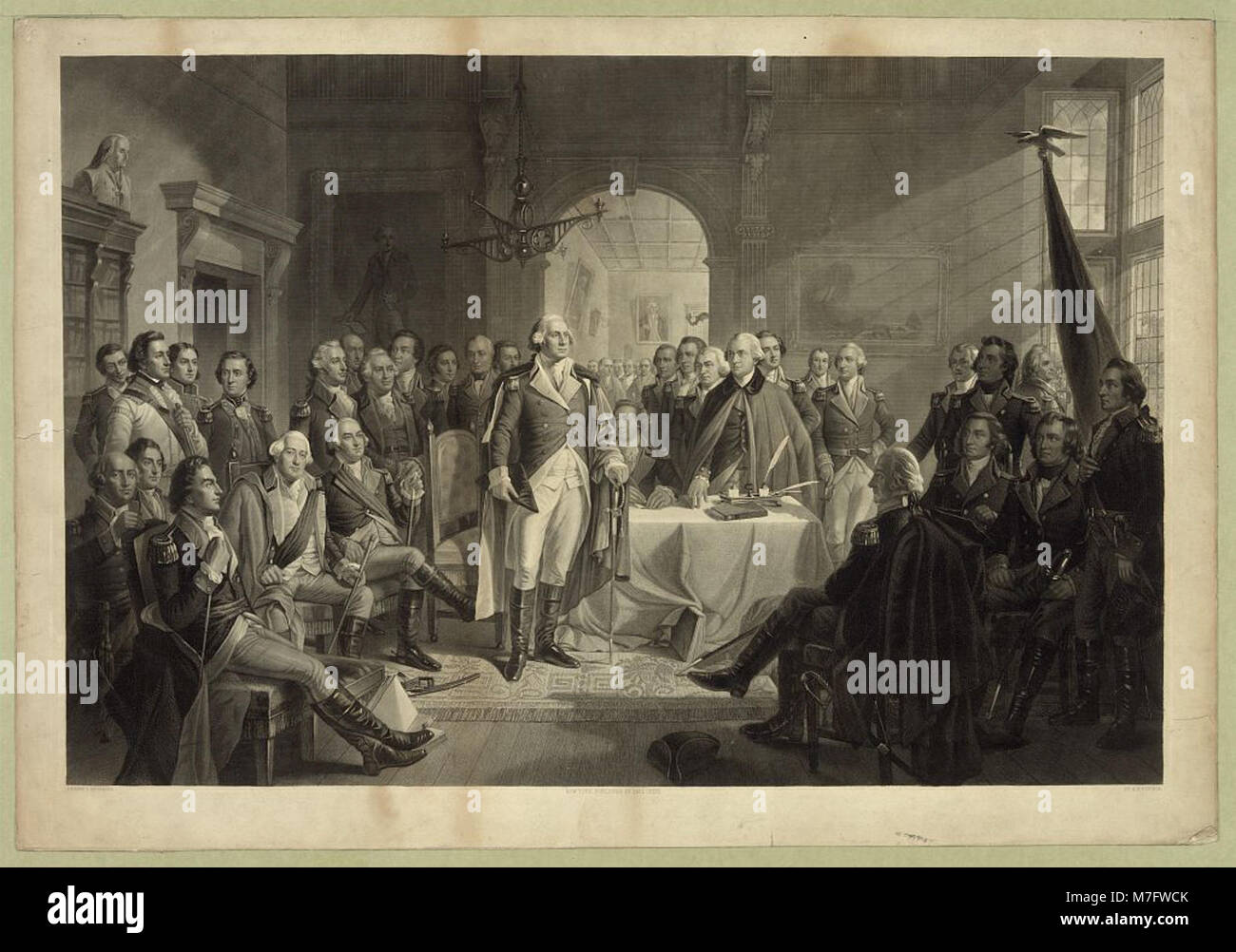 A drawing and engraving by A.H. Ritchie depicting George Washington and ...