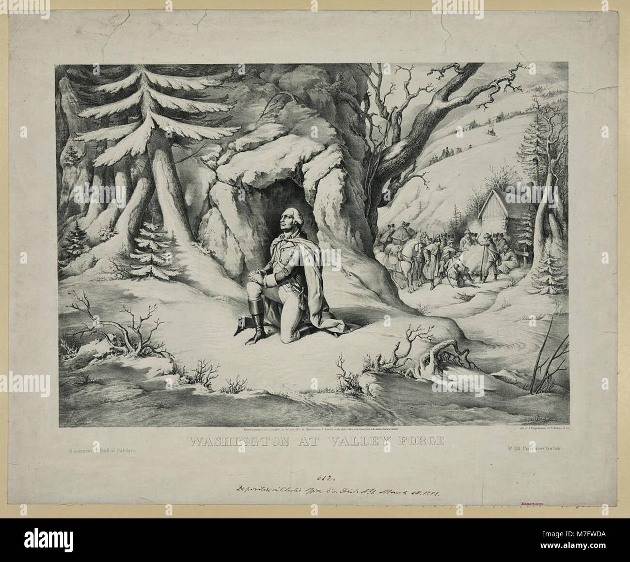 A lithograph by F. Heppenheimer depicting George Washington at Valley ...