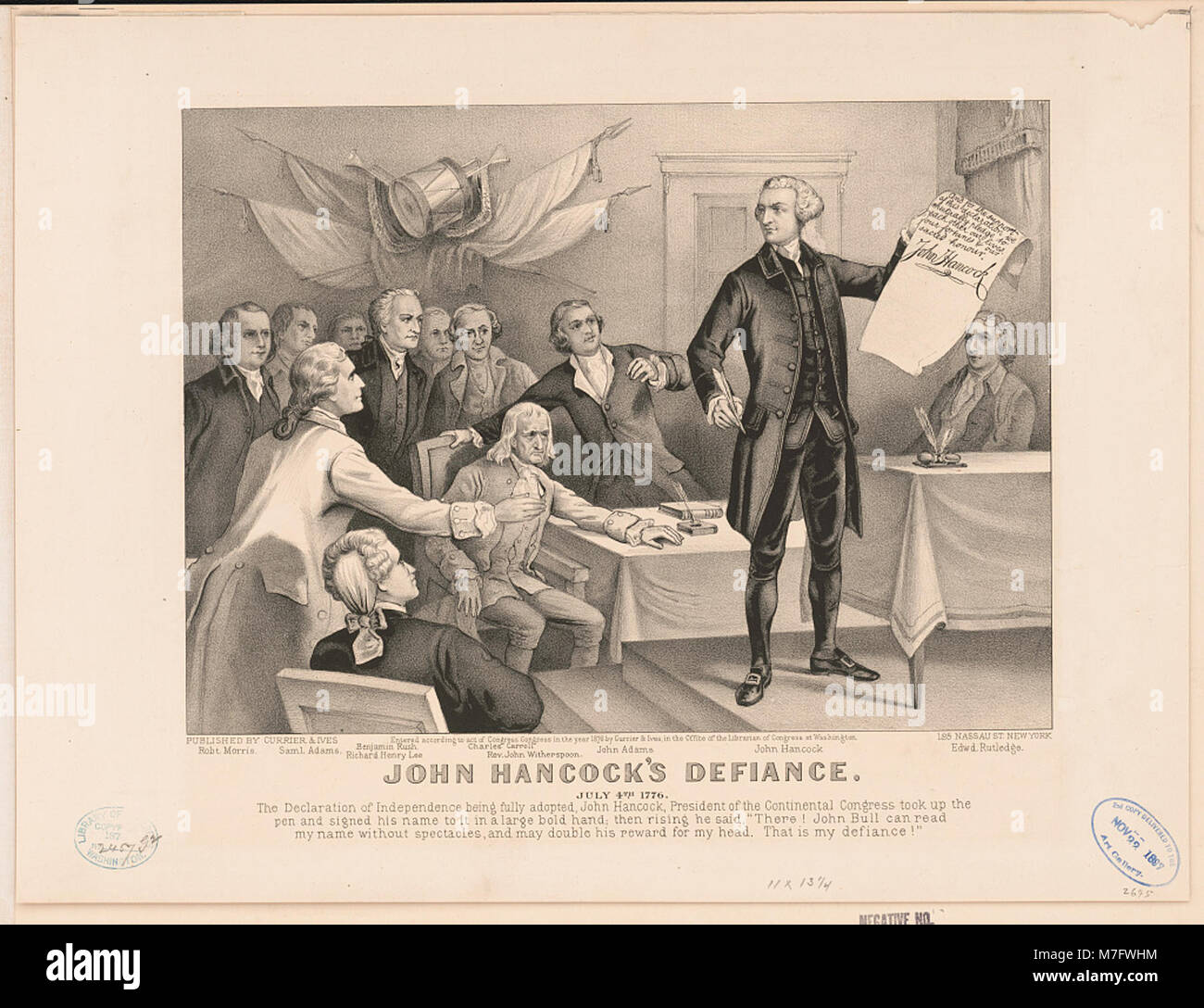 A historical depiction of John Hancock's defiance on July 4th, 1776 ...