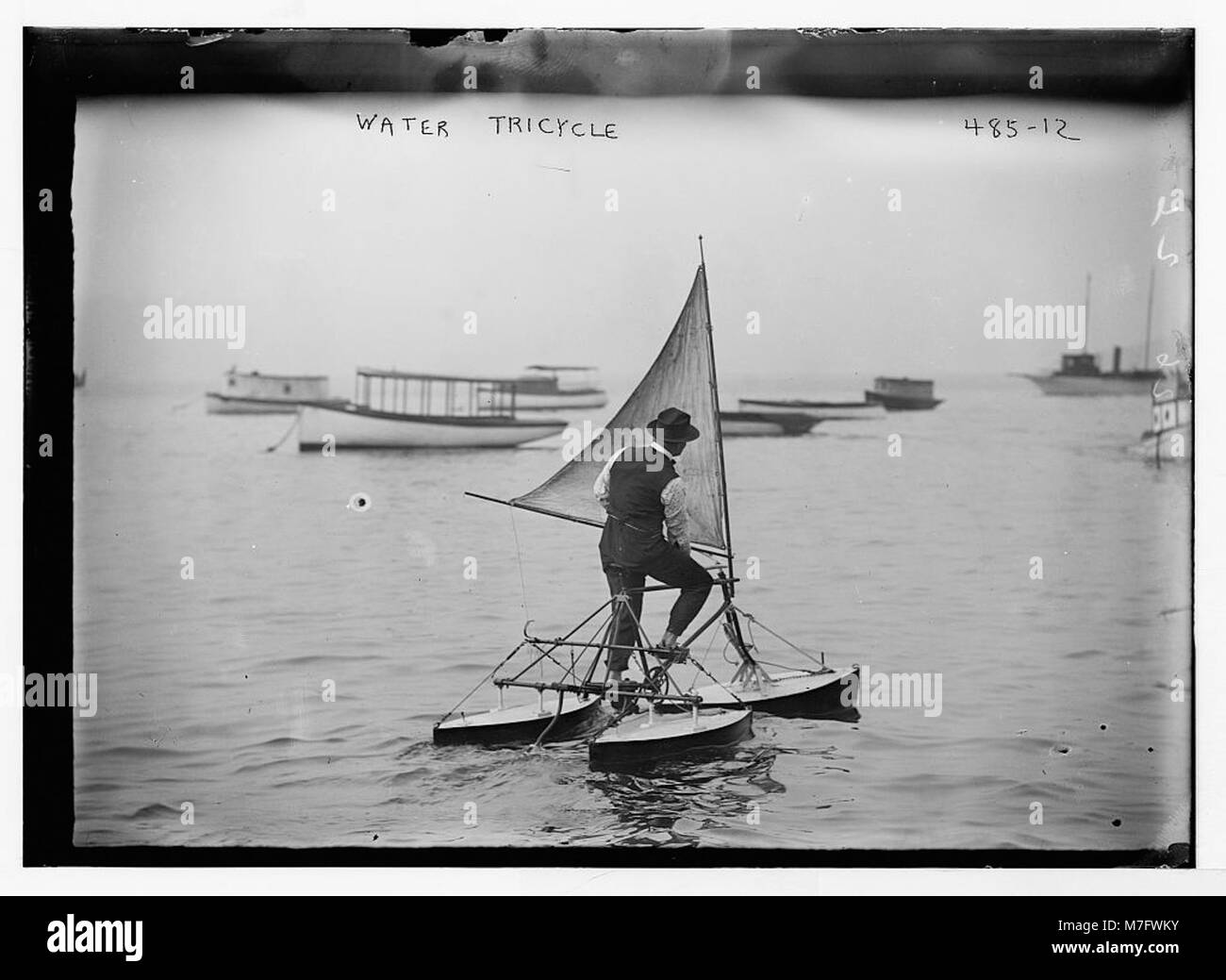 An early 20th-century image of a water tricycle, a unique mode of water ...