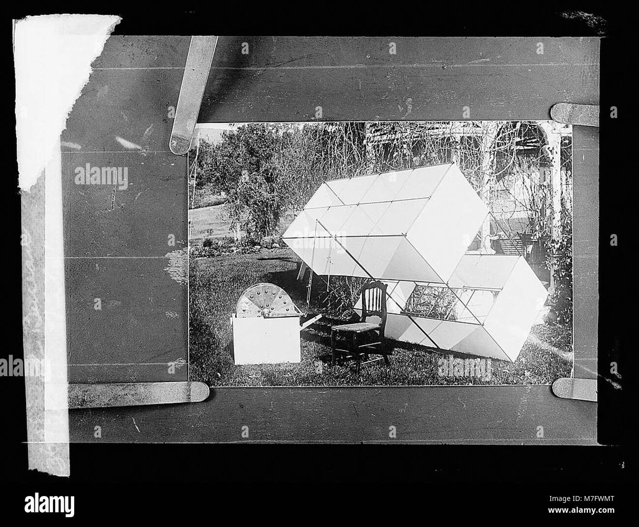 A historical image showing a kite used by the Weather Bureau for ...