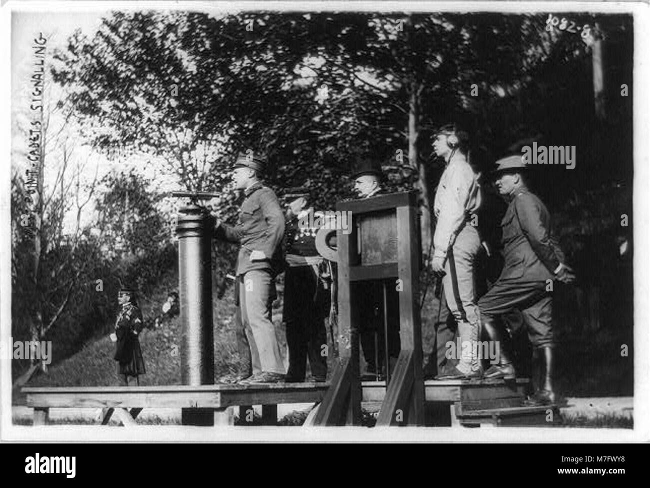 Photograph of West Point cadets engaged in signaling exercises ...