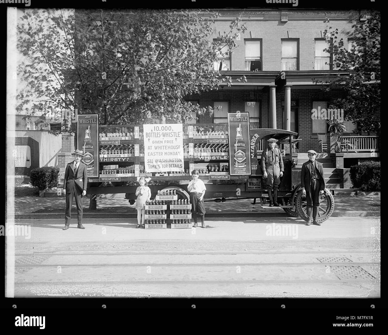 A historical image of a whistle car, a type of railroad car used in the ...