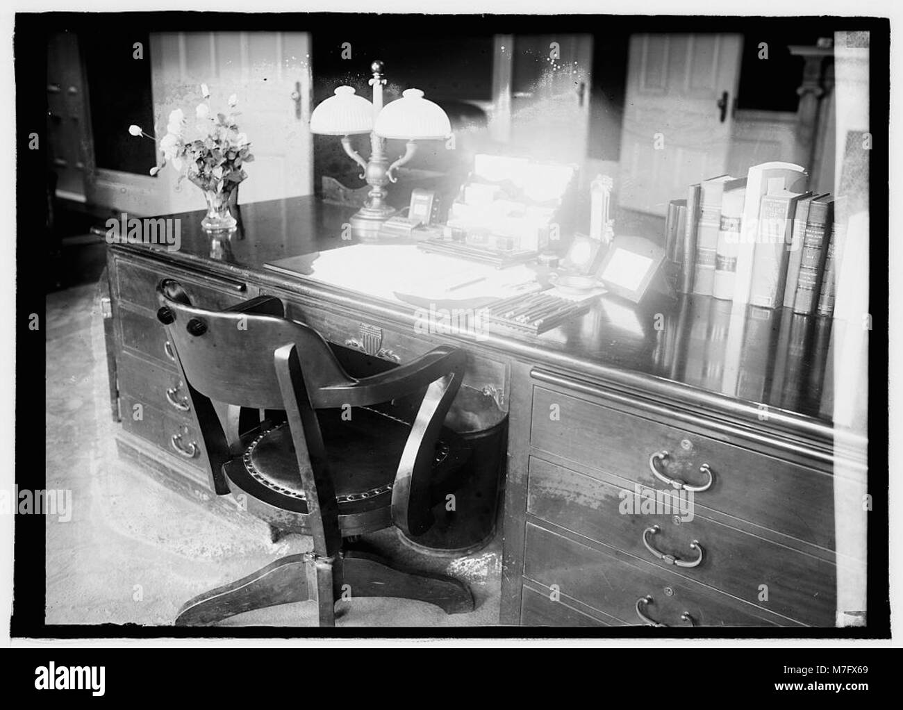 An interior view of the White House office, showcasing the historical ...