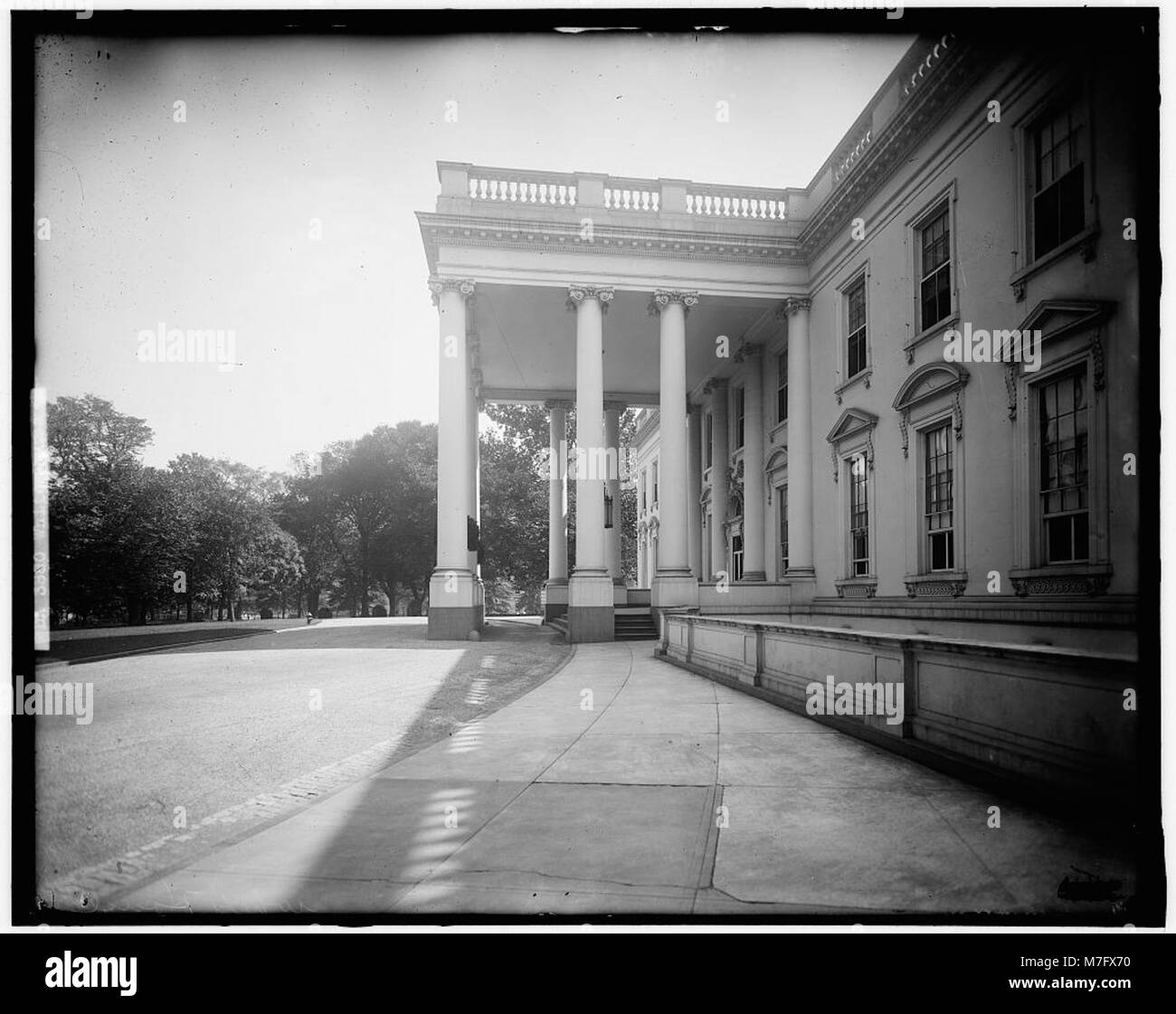 The North Portico of the White House is shown in this iconic photograph ...