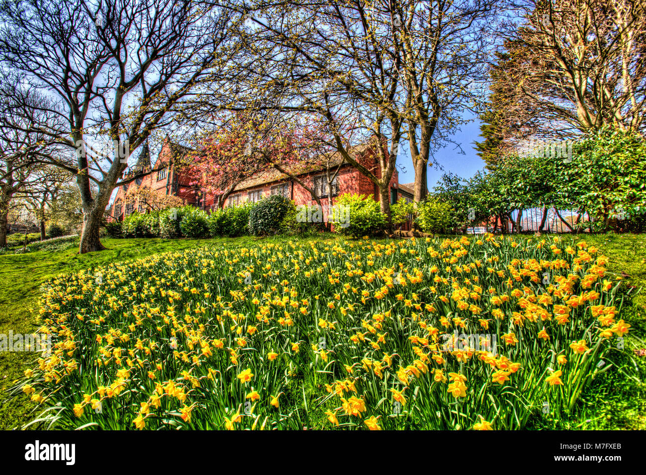 Village of Port Sunlight, England. Artistic spring view in Port ...