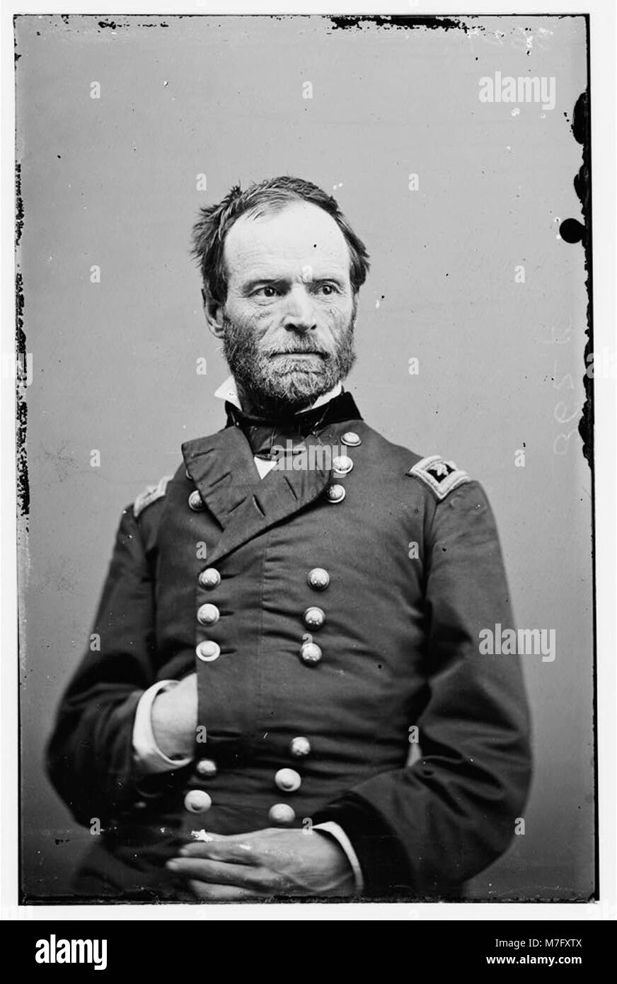 A portrait of General William T. Sherman, a key figure in the American ...