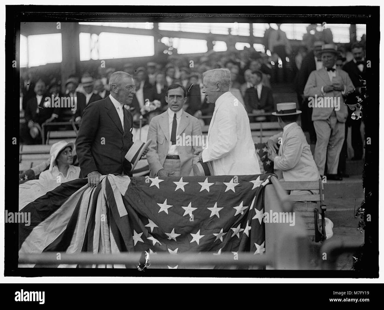 This image depicts U.S. President Woodrow Wilson attending a baseball ...