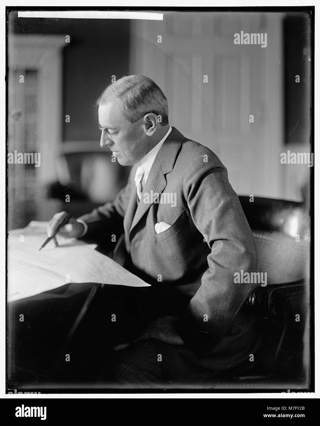 A portrait of Woodrow Wilson, the 28th President of the United States ...