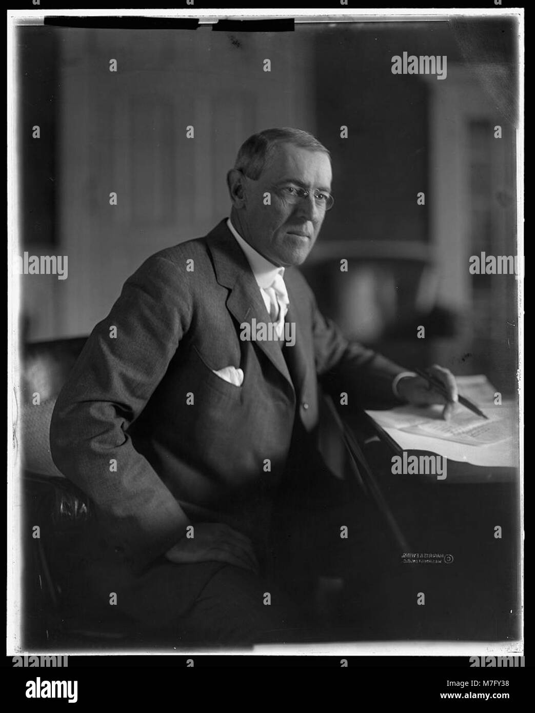 A formal portrait of Woodrow Wilson, the 28th President of the United ...